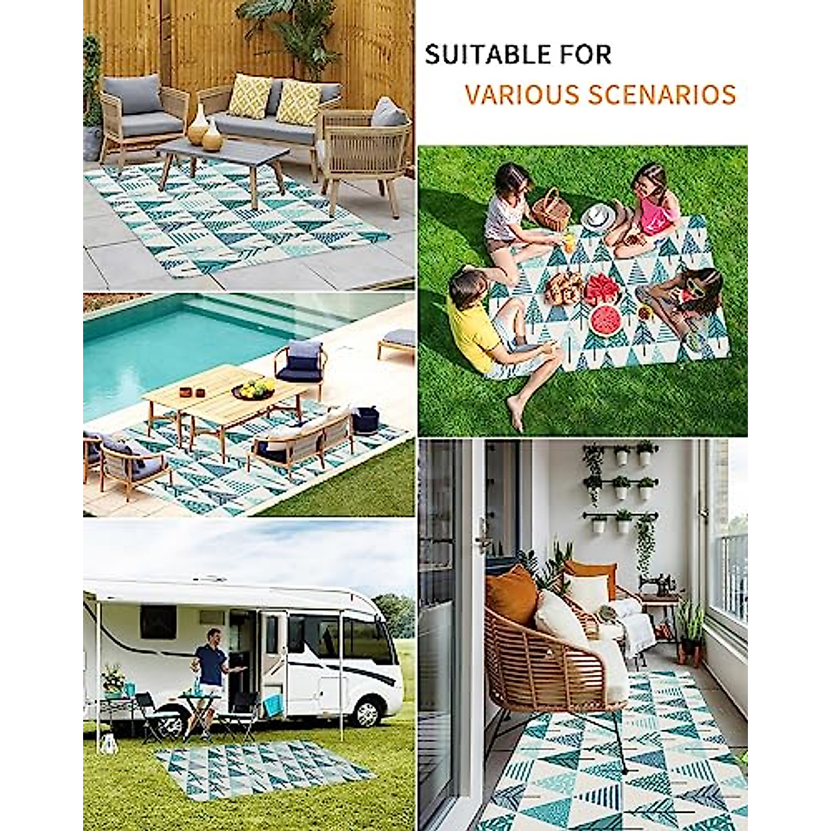 Outdoor Rugs for Patio,4x6 ft Christmas Tree Pine Tile Pattern Green Absorbent Non Slip Mats Carpet Rv Camping Area Rug Door Mat for Patios,Camper,Tent,Porch