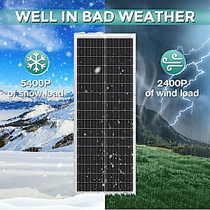 WERCHTAY 100 Watt Solar Panel 12V/24V Monocrystalline, High-Efficiency Module PV Power Charger Solar Panels for Homes Camping RV Battery Boat Caravan and Other Off-Grid Applications (100W)