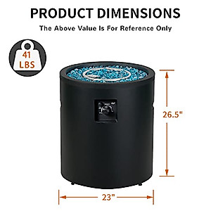 BALI OUTDOORS 23 inch Propane Gas Fire Pits, 50,000 BTU Round Gas Fire Pit with Fire Glass, Column Fire Bowl for Outdoor, Garden, Patio, Backyard