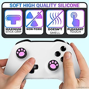 4Pcs Cat Paw Pink Ps4 Thumbstick Grips - Switch Thumb Grips Ps3 Controller Grips Switch Joystick Caps Ps4 Thumb Grips Xbox Joystick Grips - Xbox 360 Thumb Grips Ps4 Controller Joystick Grips