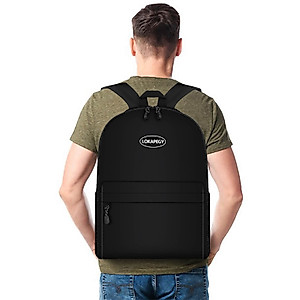 LOKAPEGY Simple School Backpack for Teens, Black Casual Backpack for College Students, Lightweight Backpack for School Boys, Travel Laptop Backpack for Men & Women