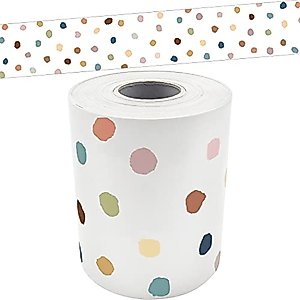 Teacher Created Resources Everyone is Welcome Painted Dots Straight Rolled Border Trim (TCR8912)