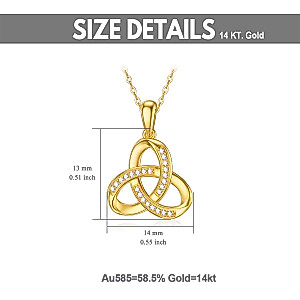 14K Solid Gold Love Knot Necklace for Women, Yellow Gold Moissanites Love Knot Pendant Anniversary Birthday Jewelry Gift for Her, Mom, Wife, 18"