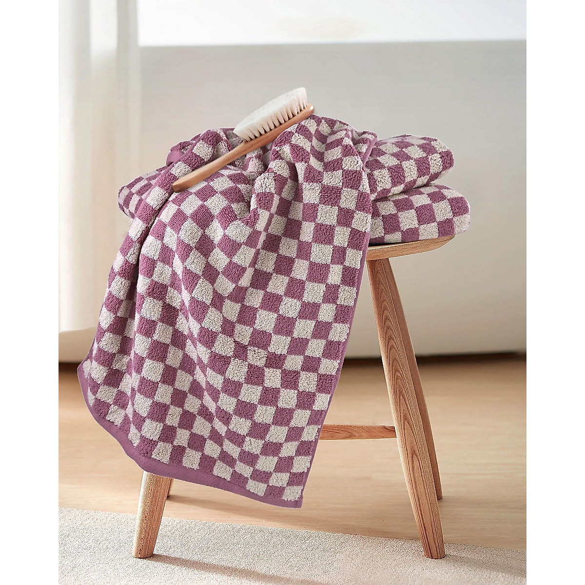 Jacquotha Pink Hand Towels for Bathroom - Cute Checkered Hand Towel Set of 4, Super Soft, Absorbent, Decorative, Great Gift for Girls Women