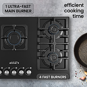 ABBA 36" Gas Cooktop with 5 Sealed Burners - Tempered Glass Surface with SABAF Burners, Natural Gas Stove for Countertop, Home Improvement Essentials, Easy to Clean, 36" x 4.1" x 20.5"