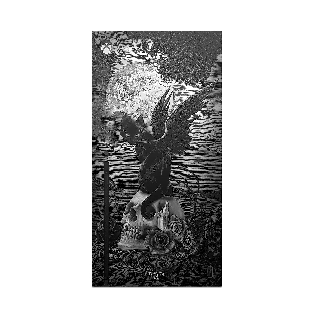 Head Case Designs Officially Licensed Alchemy Gothic Nine Lives of Poe Skull Cat Gothic Vinyl Sticker Gaming Skin Decal Cover Compatible with Xbox Series X Console and Controller Bundle