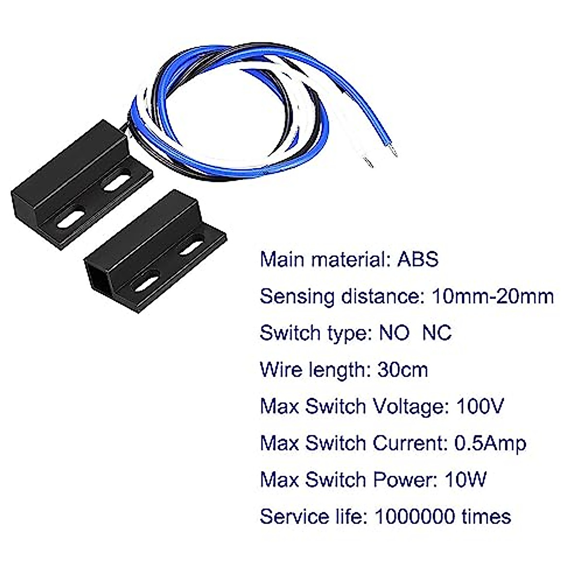 Gebildet 3 Sets NO/NC Black Magnetic Switch Wiring Recessed Door Sensor Hidden Window Contact Reed Switch for Access Control Replace Alarm System