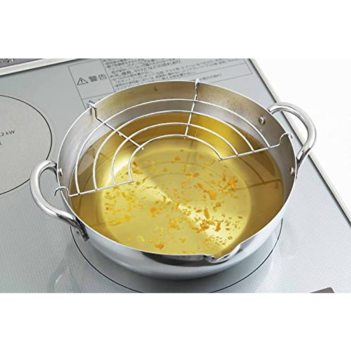Yoshikawa SJ3391 Tempura Pot, 7.9 inches (20 cm), Gas Flame and Induction Compatible, Made in Japan, Stainless Steel