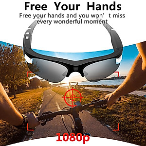 ZTCOLIFE Camera Sunglasses, 1080P Outdoor Sports Smart Glasses with High-Definition Lenses, Film Hands Free for Taking Photo, Hunting, Cycling, Running, Driving, Travel