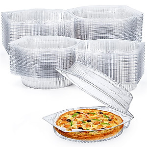 XXUOD 100 Pcs 6 inch Disposable Clear Plastic Dessert Containers with Hinged Locking Lids, Clamshell Takeout Food Containers for Cakes, Pasta, Pizzas, Salads, Cookies, Tiramisu, Sandwiches