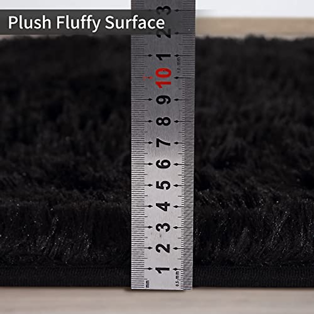 GlowSol Shag Area Rug for Living Room Soft Fuzzy Area Rug Thick Faux Fur Rug Luxury Fluffy Area Rug High Pile Carpet Baby Care Crawling Carpet, Black, 5×8 Feet