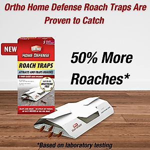Ortho Home Defense Roach Trap with Bait Tablets, Cockroach Killer, Baited Glue Traps, Roach Traps, High Catch Rate, Roach Killer Indoor Infestation for Homes & More, 15 Traps (3 Pack)…