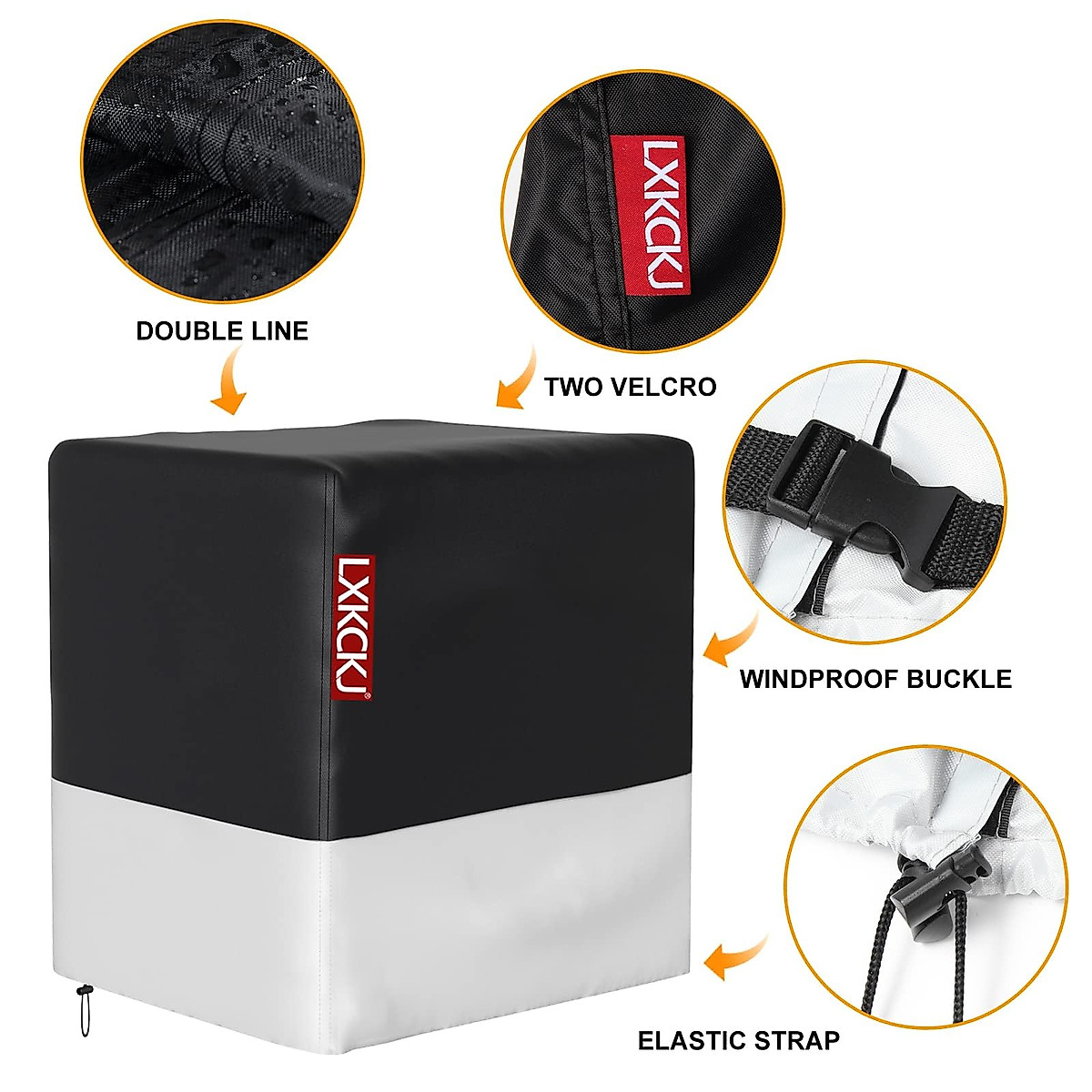 LXKCKJ Air Conditioner Cover for Outside Units - 420D Waterproof Air Conditioner Protection Covers for Window Unit - Winter AC Covers Fits AC Condensing HVAC Unit (Black & Silver 32''LX32''WX36''H)