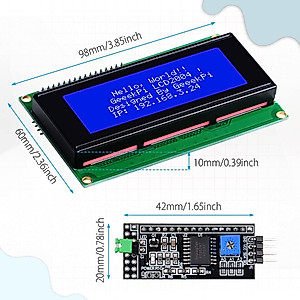 GeeekPi IIC I2C TWI Serial LCD 2004 20x4 Display Module with I2C Interface Adapter Blue Backlight for Raspberry Pi Arduino STM32 DIY Maker Project BPI Tinker Board Electrical IoT Internet of Things