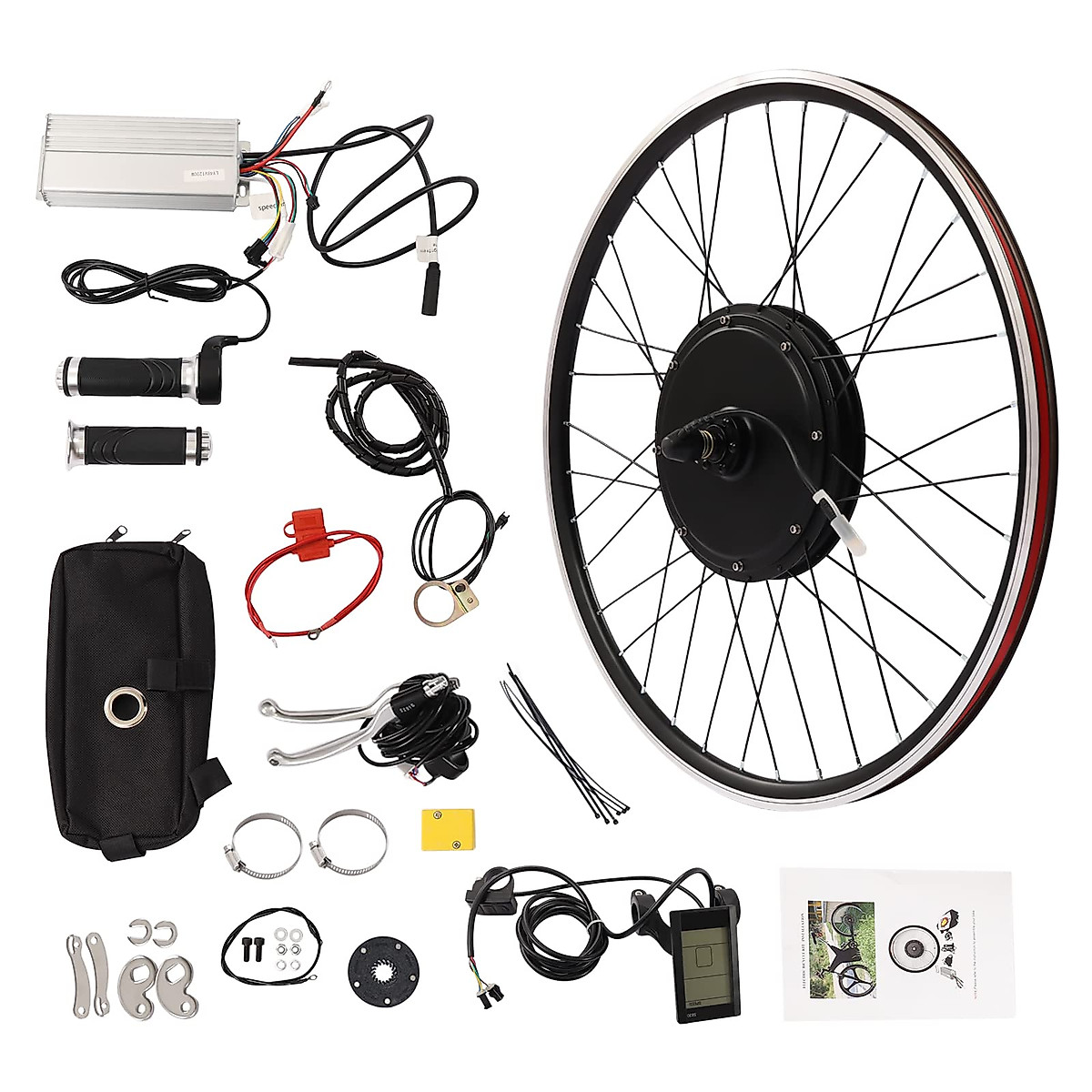 RIAHNEAH 700CC 48V E-Bicycle Conversion Kit, 1200W Front Wheel Electric Bicycle Pedal Assist Sensor Hub Conversion Kit, Motor Kit Universal Motor Wheel Kit with LCD Instrument