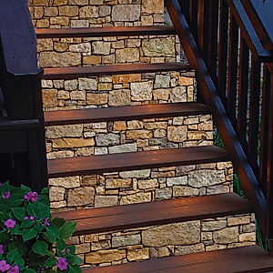 TUOKING 13 Strips Stair Stickers, Vinyl Self-Adhesive Refurbished Staircase Decals, 39.37 x 7.08 Inch for 13 Steps, Stone Pattern