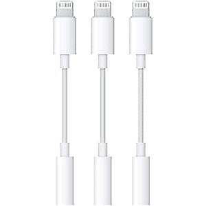 3 Pack Headphone Adapter for iPhone, [Apple MFi Certified] Lightning to 3.5 mm Headphone Earphone Jack Adapter Compatible with iPhone 14/13/12/11/XS/XR/X 8 7, Support All iOS Systems (White)