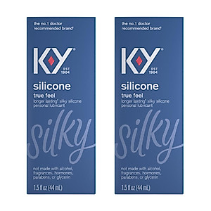 K-Y True Feel Lube, Personal Lubricant, Silicone-Based Formula, Safe to Use with Condoms, For Men, Women and Couples, 1.5 FL OZ (Pack of 2)