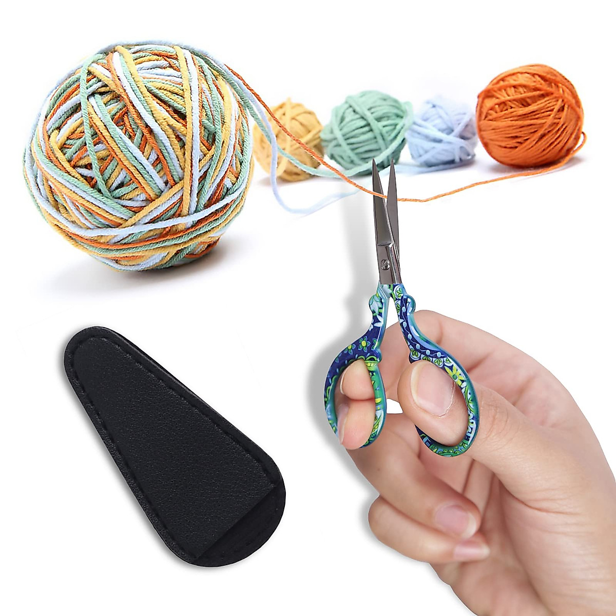 KISTARCH 2pcs 3.6inch Small Precision Embroidery Scissors,Sewing scissors with leather sheath cover for Needlework Craft Art Work Manual Sewing Handicraft DIY Tool Detail Cutting Everyday Use