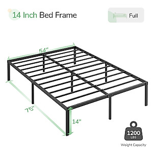 Novilla Full Size Bed Frame, 14 Inch Metal Platform Bed Frame Full Size No Box Spring Needed, Heavy Duty Steel Slat Support, Easy Assembly