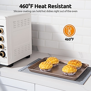 U-Taste Roll Up Dish Drying Rack 20.5 by 13 Inches, Over The Sink Foldable Multipurpose Silicone Dish Drainer Warm Gray, Large