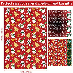 OHOME Christmas Wrapping Paper - Jumbo Sheets - Christmas Decorations | Christmas Gift Bags | Red, Green and White Christmas Tissue Paper - Gifts for Kids Men Women | Xmas Party Favors,29" x 42"