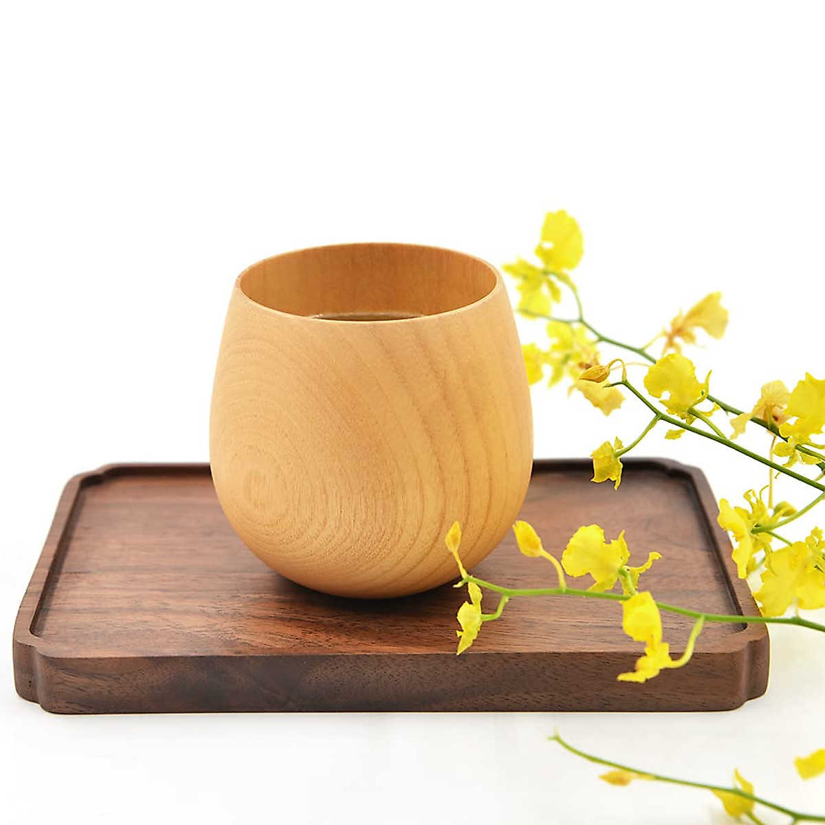 Naturoom Wooden Cup, Japanese style Tea Cup, Beer, Coffee Mug, Natural Solid Wood perfect for Cold or Hot Drinks, 8.5Oz (Natrual)