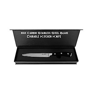 Karv Serrated Kitchen Knife - 5 Inch High Carbon Stainless Steel Full Tang Premium Steak Knife - Knife for Bread, Tomato, Steak and Everyday Kitchen Use