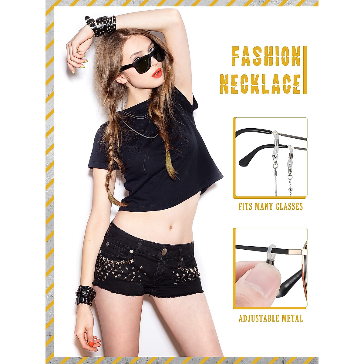 Konohan 7 Pcs Eyeglass Chains Eyeglasses Strap Glasses Holder Necklace Eyewear Chain Reading Lanyard for Glasses Women Men (Silver)