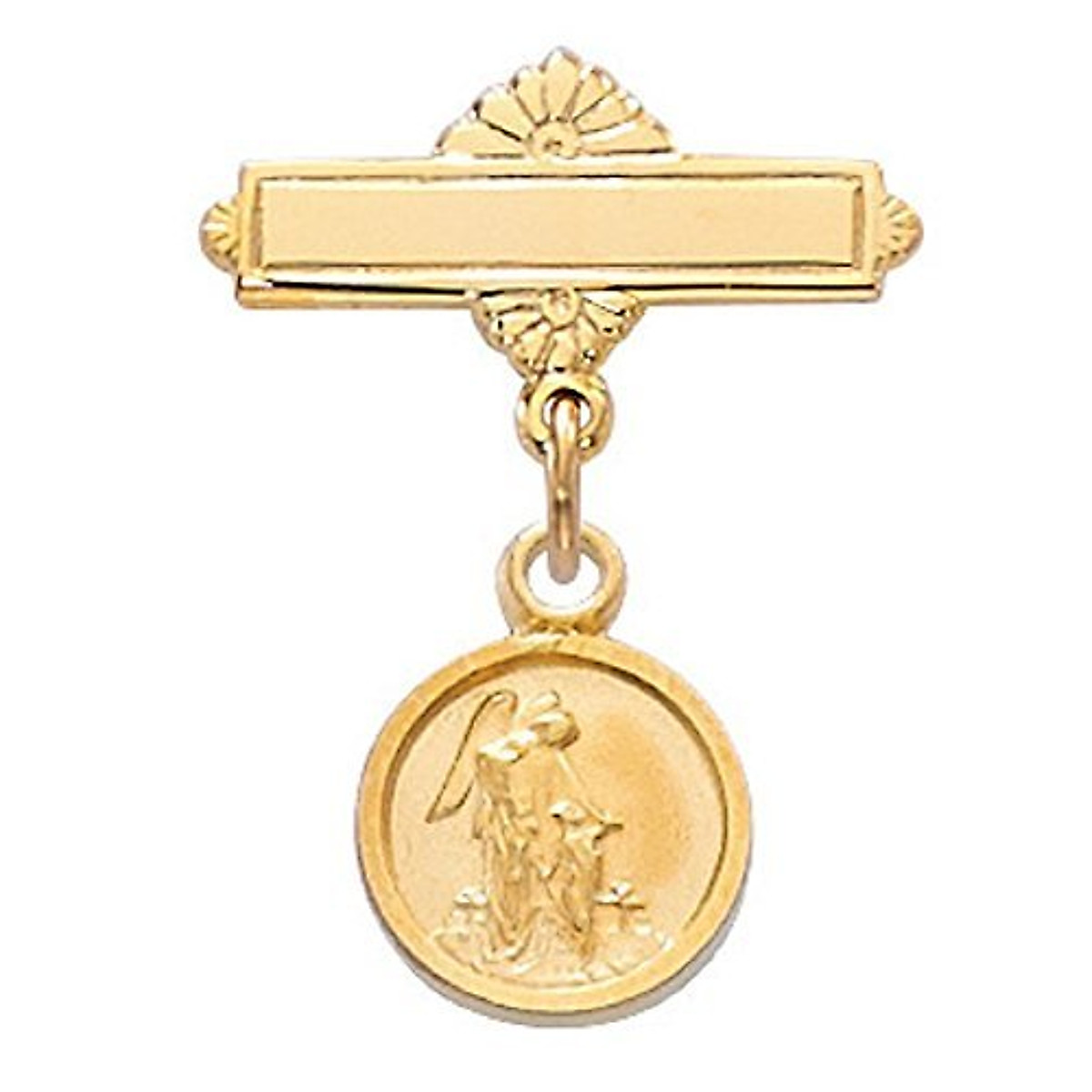 Religious & Catholic Gold Baby Pin Pendant Guardian Angel Medal in Gift Box, Christening & Baptism Pin, First Communion Pin