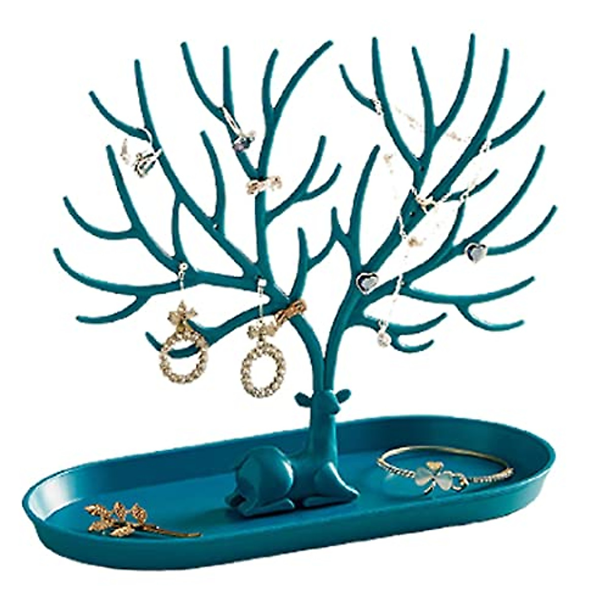 MILEVO Jewelry Display Stand Antler Tree Earrings Bracelets Rack Jewelry Storage Holder with Tray,Drawer Organizers