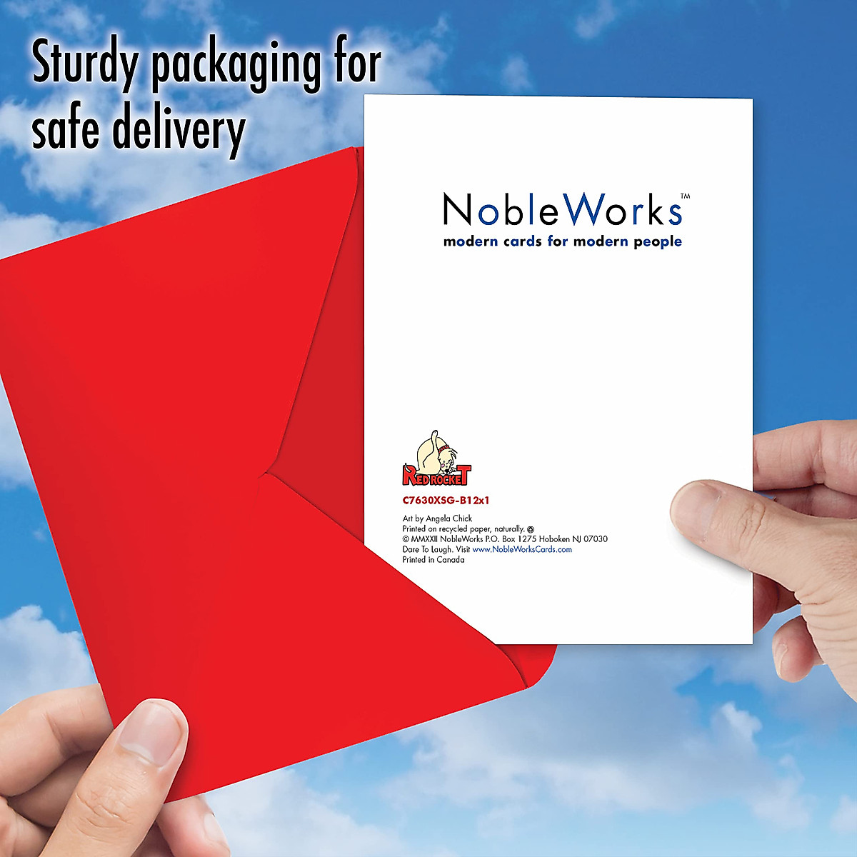 NobleWorks 12 Funny Christmas Greeting Cards Bulk Box Set with 5 x 7 Inch Envelopes (1 Designs, 12 Each) Happy Holly-Gays C7630XSG-B12x1