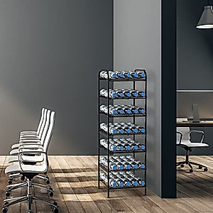 Water Bottle Organizer 7 Tier Free Standing Water Bottle Storage Organizer Metal Bottle Rack Holder Stand Shelf for Kitchen Pantry Food Storage (Black)