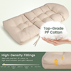 Giantex Patio Adirondack Chair Cushion - 49” x 23” High Back Rocking Chair Cushion w/Fixing Straps, Durable & Fade Resistant, 5” Thick Tufted Seat Pad for Indoor & Outdoor Chairs (Beige, 1)