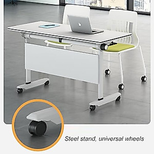 Folding Conference Table, Flip Top Mobile Training Table with Modesty,Storage Layer and Lockable Wheels,Wood Tabletop, Metal Frame (Color : A, Size : 120 * 60 * 75cm)