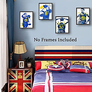 Stephen Curry Poster Stephen Curry 8" x10" Set of 4 Art Print Poster,Stephen Curry Superstar Basketball Star Watercolor Wall Art Print,Golden State Warriors Wall Art- Great Gift For Basketball Fans Kids and Adults,No Frame.