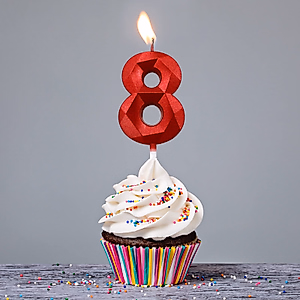 BLUE TOP 4 Inch Birthday Cake Candles Number Candles 3D Design Birthday Candles for Cake,Cake Topper Decoration for Kids,Adults,Party,Anniversary,Milestone Age.(DIY Red Number 4)