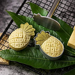 HELYZQ Pineapple Cake Stainless Steel Biscuit Mould,10pcs Square Rectangle Ellipse Heart Pineapple Flower Shape Pie Cake Cookie Mold Biscuit Cutter Stamp Press Cutting Tools