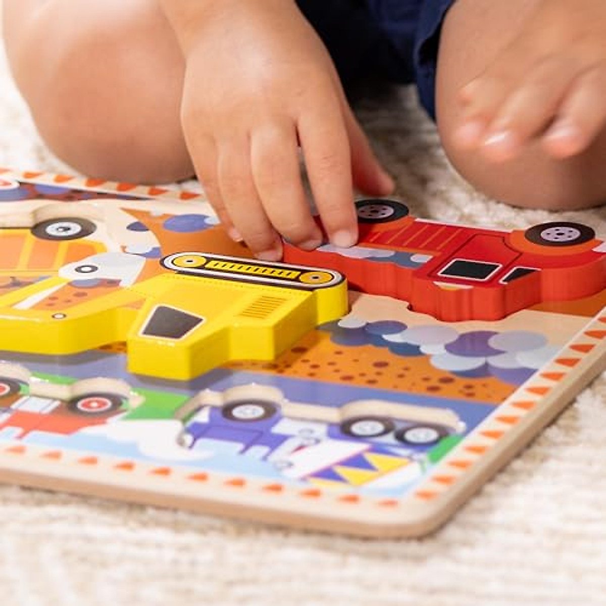 Melissa & Doug Construction Vehicles Wooden Chunky Puzzle (6 pcs) - FSC Certified