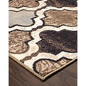 SUPERIOR Ellery Modern Trellis Indoor Area Rug with Jute Backing, 2' 7" x 8', Chocolate