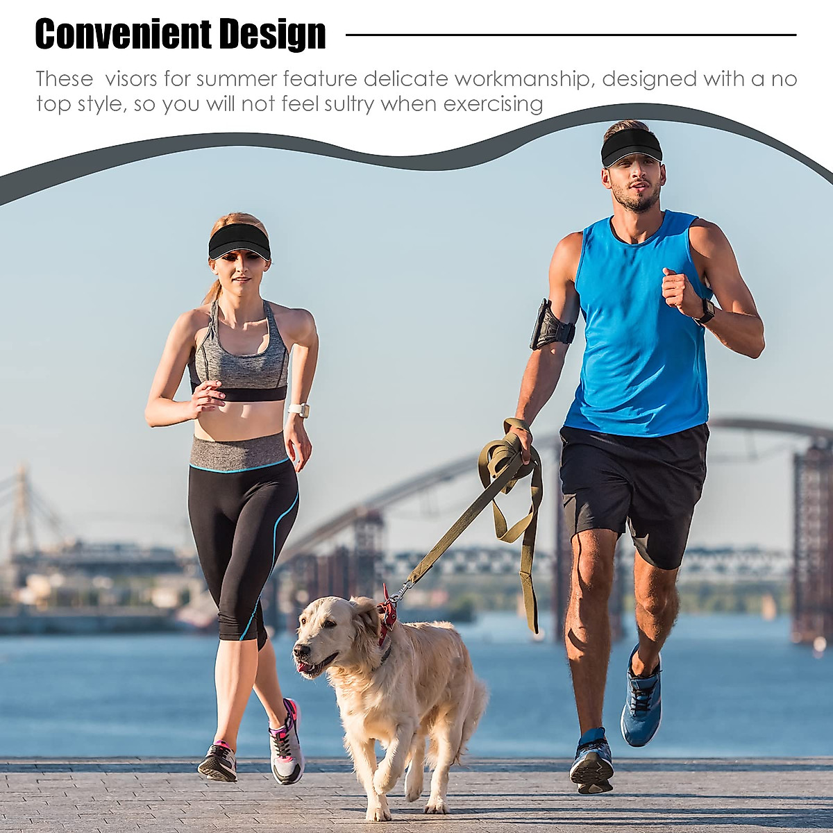 Bonuci 24 pcs Sun Visor Unisex Sun Visors Hats UV Protection Sun Hat for Women Men Tennis Baseball Golf Caps Bulk(Black)