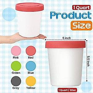 6 Pieces Ice Cream Containers for Homemade Ice Cream 1 Quart Reusable Ice Cream Storage Containers for Freezer with Silicone Lids Easy Stacking Large Ice Cream Tubs Storage for Frozen Yogurt Gelato