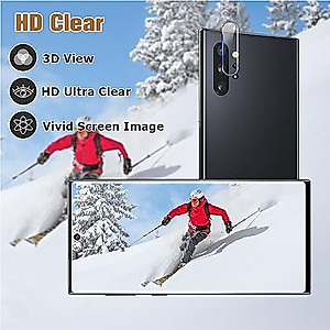 BANDQ 3 Pack for Samsung Galaxy Note 10 Plus Screen Protector, 1 Pack Camera Lens Protector, 9H Scratch-Resistant HD Clear Tempered Glass Screen Protector Galaxy Note 10+ Plus Screen Protecto