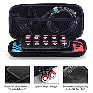 CampFENSE Carrying Case for Switch/Switch OLED, Protective Hard Shell Travel Carry Case compatible with Console & Accessories, with 10 Game Card Slots and 2 Screen Protectors (Oxide Dark)