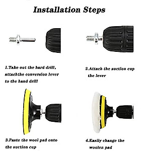 ANWTOTU 5 Pcs 6 Inch Polishing Buffing Wheel for Drill Wool Pads Wheel Polishing Pads Woolen Polishing Waxing Pads Kits with M14 Drill Buffer Adapter