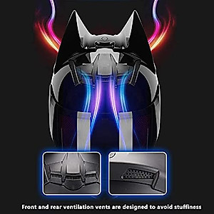 WANGFENG Women Cat Helmet with Ears Black Full Face Men Motorcycle Street Helmet with Bluetooth Headset Kids Flip Up Visors Helmets for ATV Crash Scooter DOT Certified (54-62cm)