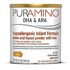 Enfamil PurAmino Hypoallergenic Infant Drink, for Severe Food Allergies, Omega-3 DHA, Iron, Immune Support, Powder Can, 14.1 Oz