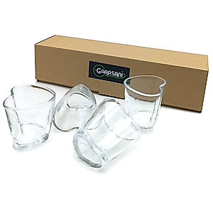 GARASANI 4 Pack Korean Soju Shot Glasses Set 1.7 oz, Korean Soju, whiskey, tequila, vodka, espressos, desserts, party decorations, Clear Glass (Heart Shot Glasses)