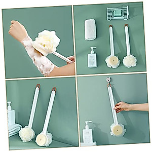 Sponges for Bathing Bath Brush Shower Brush Silicone scrubbers Skin exfoliating Tool Silicone Body Brush Shower Scrubber pet Nylon Wool Double Sided Brush loofah White