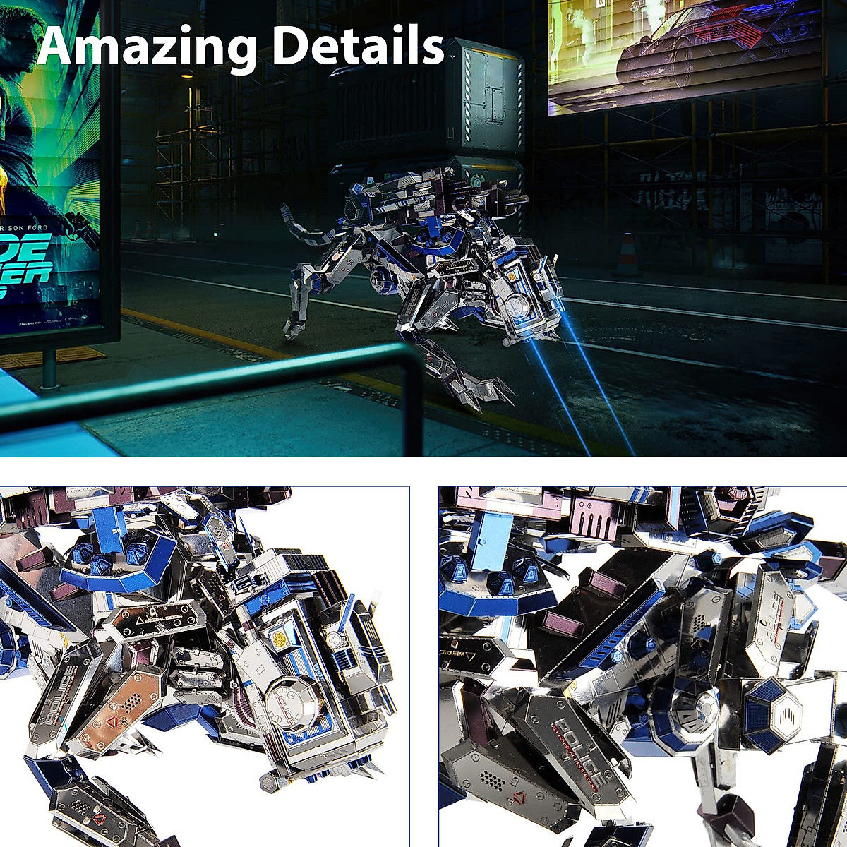 Microworld 3D Metal Puzzle, Mechanical Police Dog Model Building Kit, 3D Puzzle for Adults Challenging DIY Jigsaw Puzzle Brain Teaser Metal Arts Craft Kits Gift Toys for Teen Men